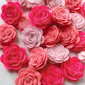 24pcs Mix Wool Felt Roses, Felt Flowers, DIY Headband, Felt Fabric ...