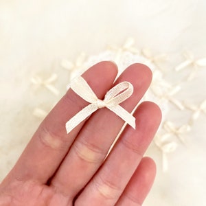 Mini Ivory Ribbon Bows 1/8 Ribbon, off White Fabric Bows, Handmade Bows ...