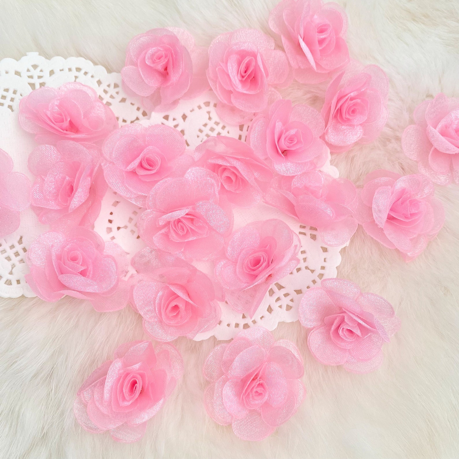 Pink Organza Roses 10-20 Small Craft Roses Wedding Floral - Etsy