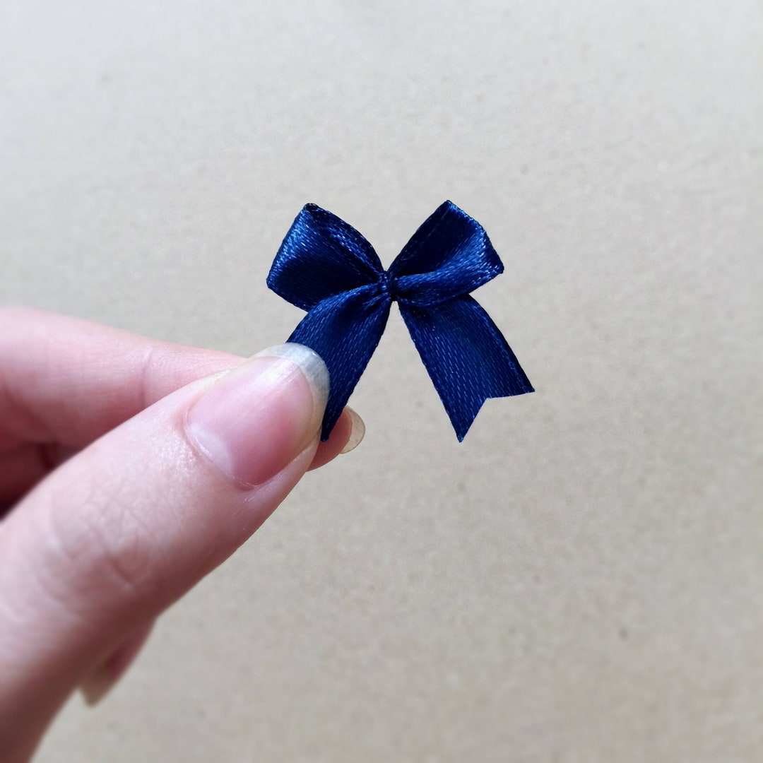 Navy Blue Satin Bows 1 Inch Ribbon Bows, Dark Blue Bows, Gift Tag Bows ...