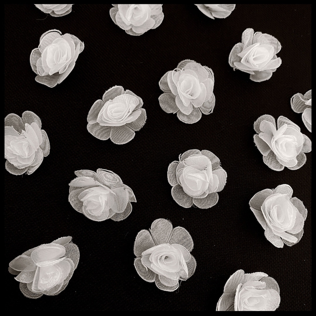 White Organza Roses 30mm, White Craft Roses, Wedding Dress Applique ...