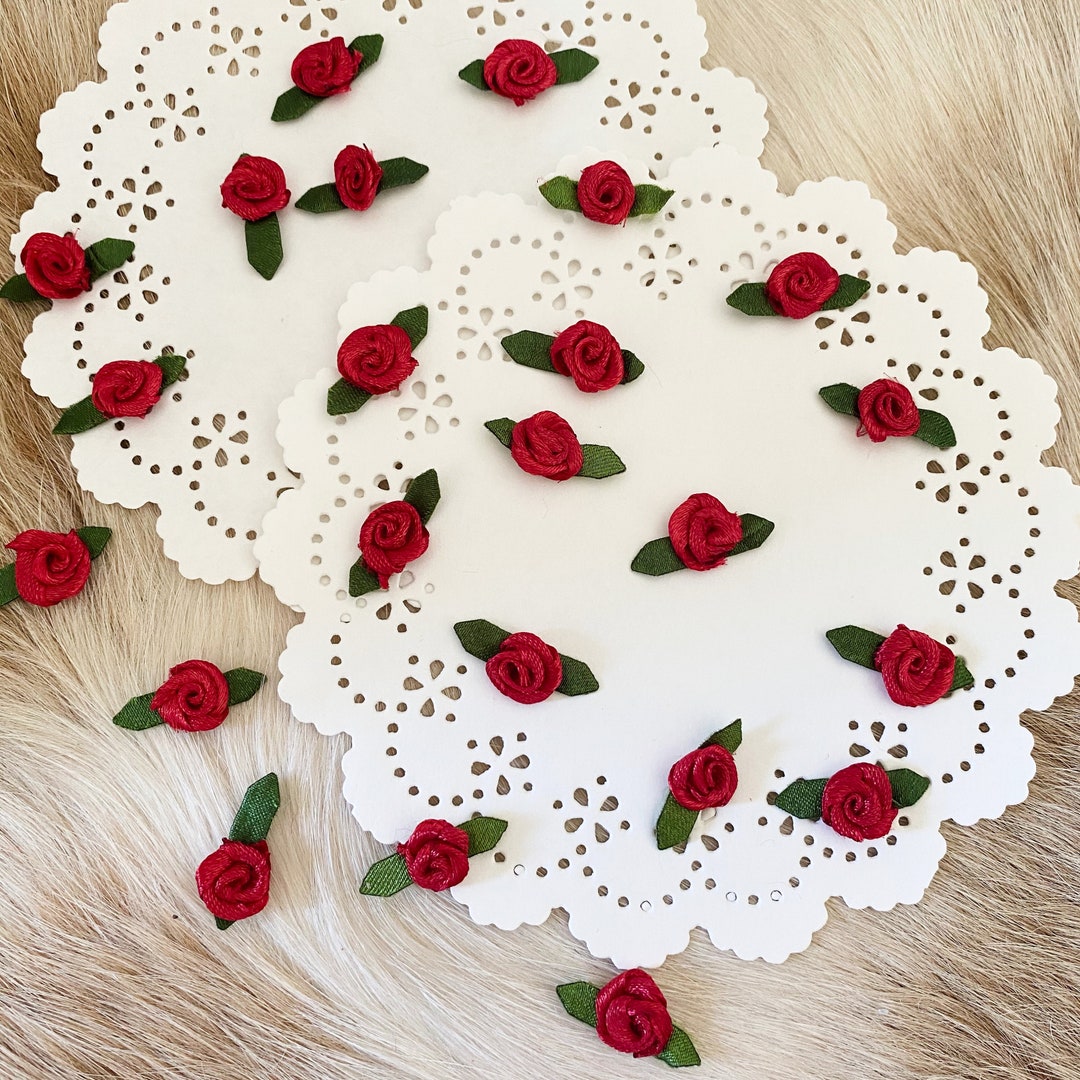 Tiny Dark Red Roses 15mm, Satin Rose Buds, Mini Fabric Roses, Satin Red ...