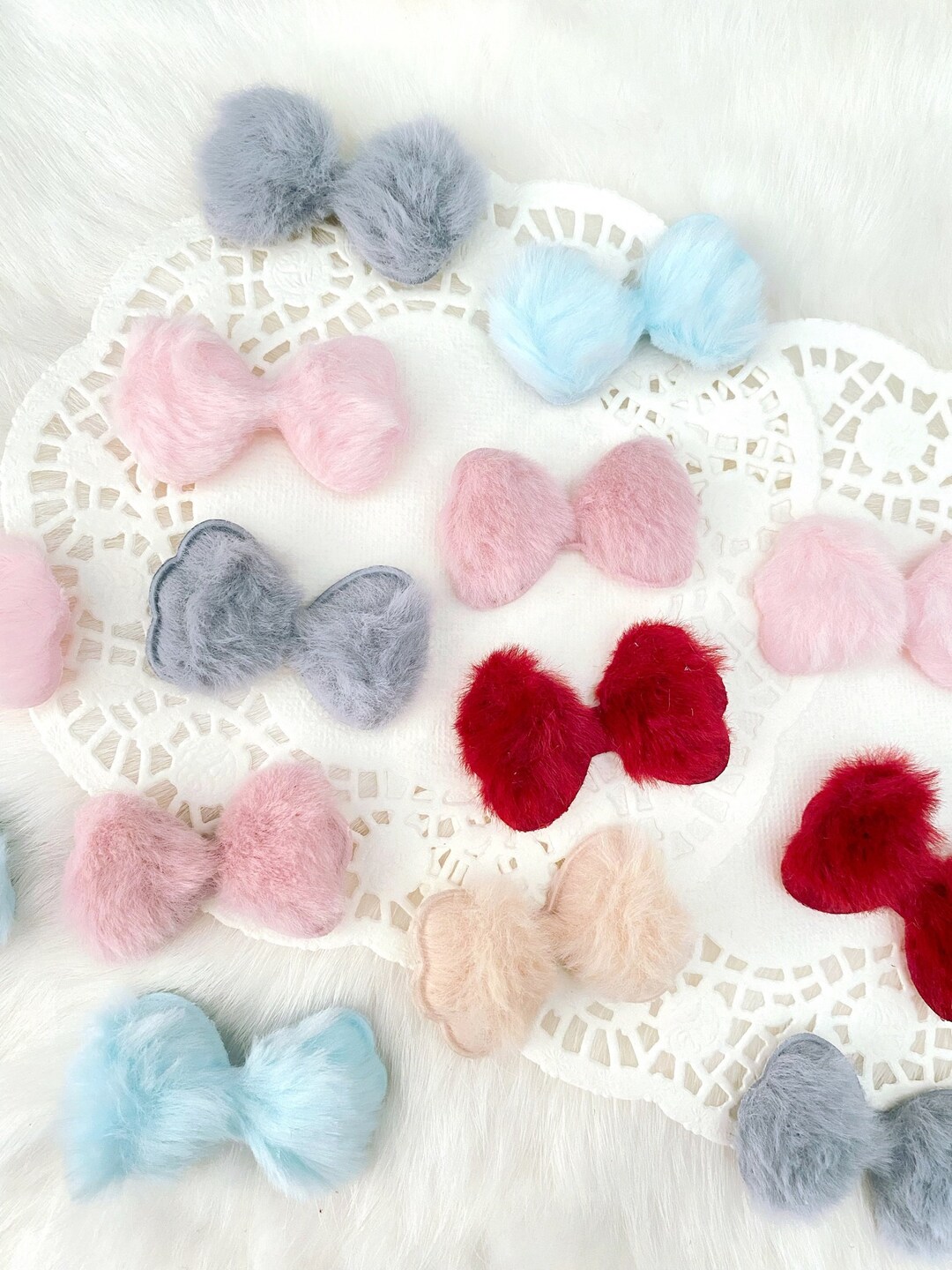 Mixed Fluffy Bows 2 Inches Assorted Colors Bows Pack Faux - Etsy