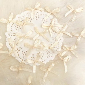 Mini Ivory Ribbon Bows 1/8 Ribbon, off White Fabric Bows, Handmade Bows ...