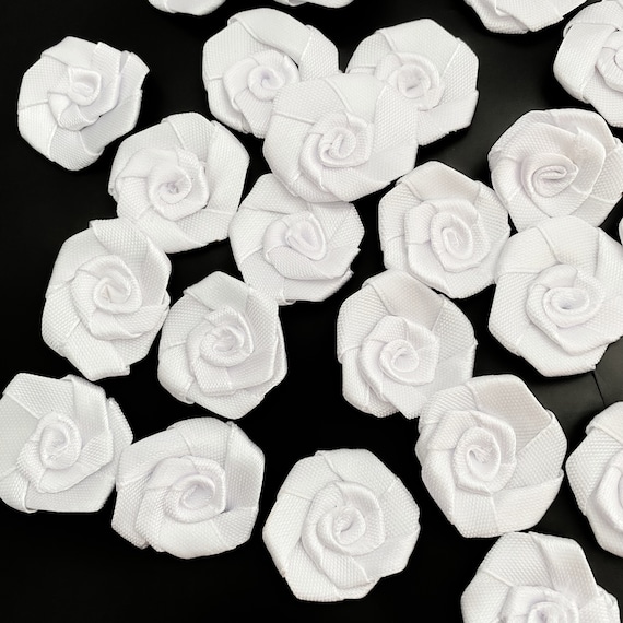 White Satin Roses 1 Inch XL White Fabric Roses Small Roses - Etsy