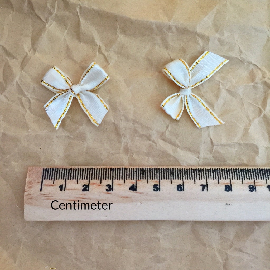 12 Ivory Bows Gold Edge Fray Checked Bows Glitter Fringe - Etsy