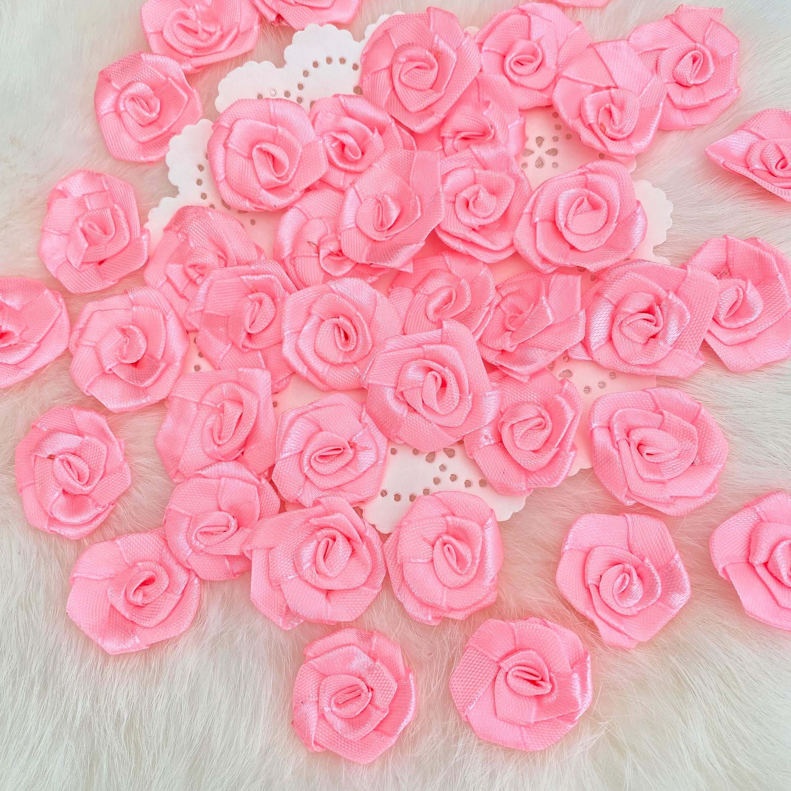 1 Inch Pink Satin Roses xlpink Fabric Roses Small Roses | Etsy