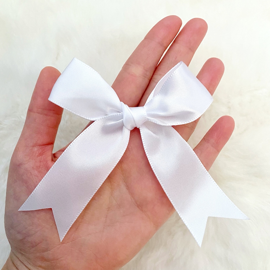 20 Big White Gift Bows 3.5 Inch XL, White Ribbon Bows, Hand Tied Fray ...