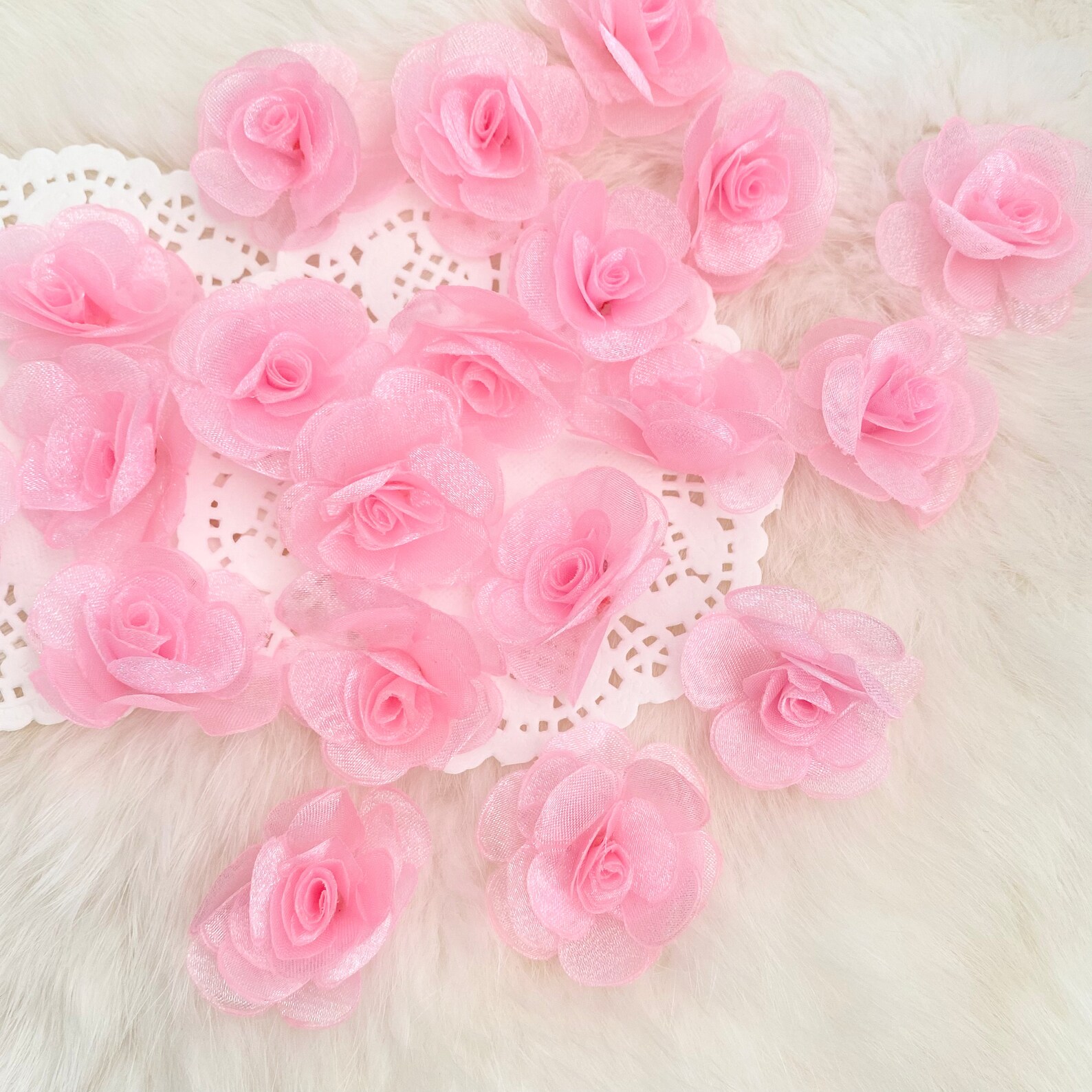 Pink Organza Roses 10-20 Small Craft Roses Wedding Floral - Etsy