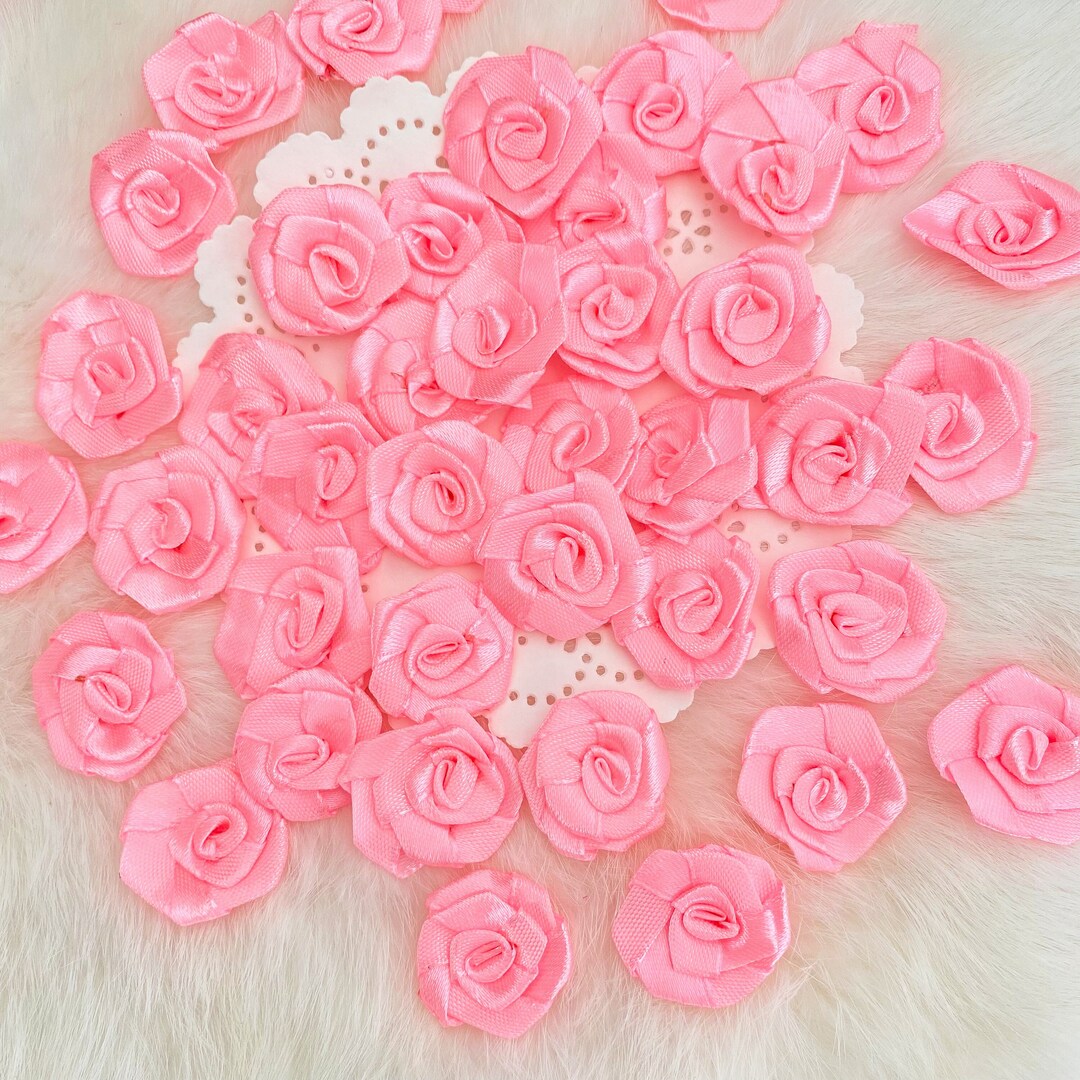 1 Inch Pink Satin Roses xl,pink Fabric Roses, Small Roses for Crafts ...