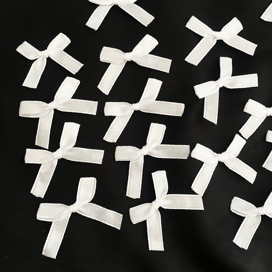 White Handmade Ribbon Bows 1.5inch, Multi Purpose Bows,card Making ...