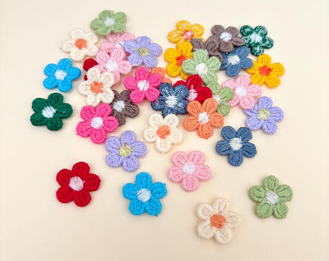 Assorted Mini Daisy 15mm 15pcs, Mix Colors Embroidery Applique Sew On ...
