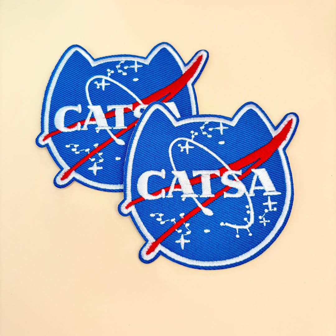 Catsa Patch Iron On- Funny Creative Logo Cat Patches Astronaul Space ...
