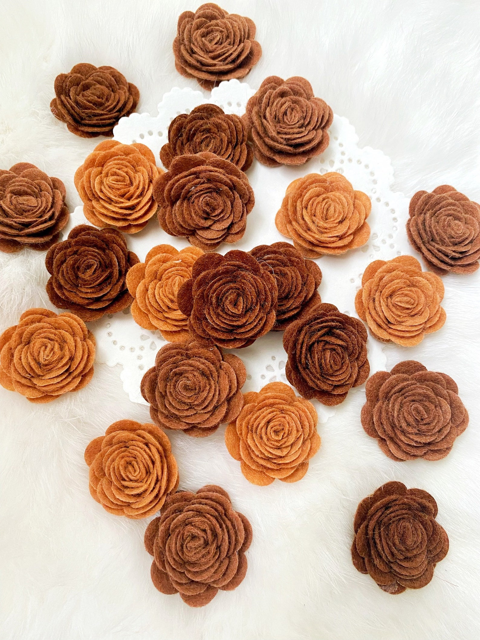 Neutral Felt Roses Rustic Mix Wool Felt Flowers Earth Tone 3D ...