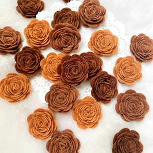 Neutral Felt Roses Rustic Mix Wool Felt Flowers Earth Tone 3D ...