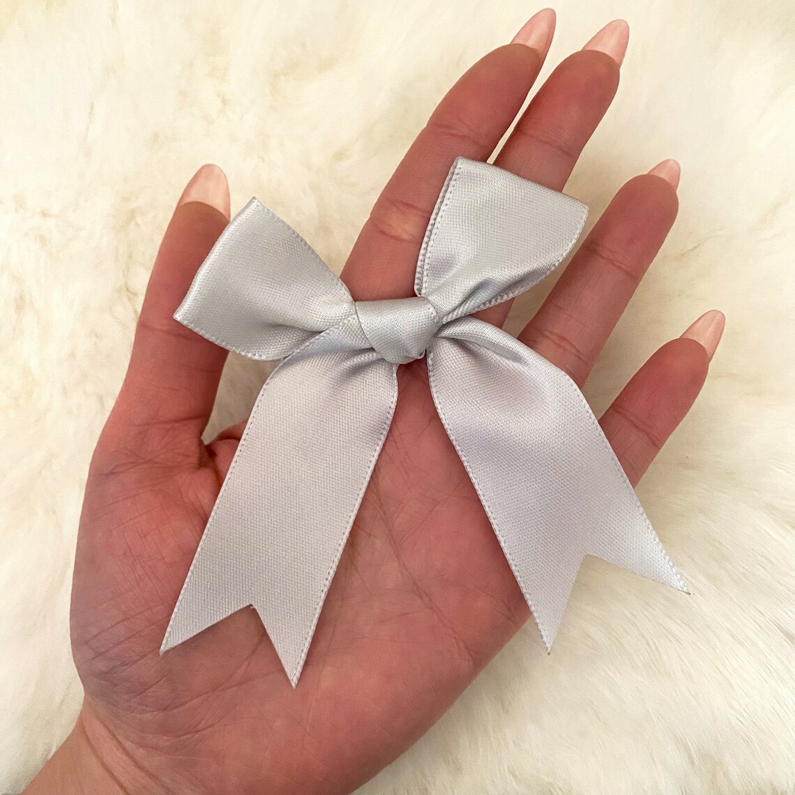 Large Silver Bows 3.5 Inch XL, Silver Grey Ribbon Bows, Hand Tied Fray ...