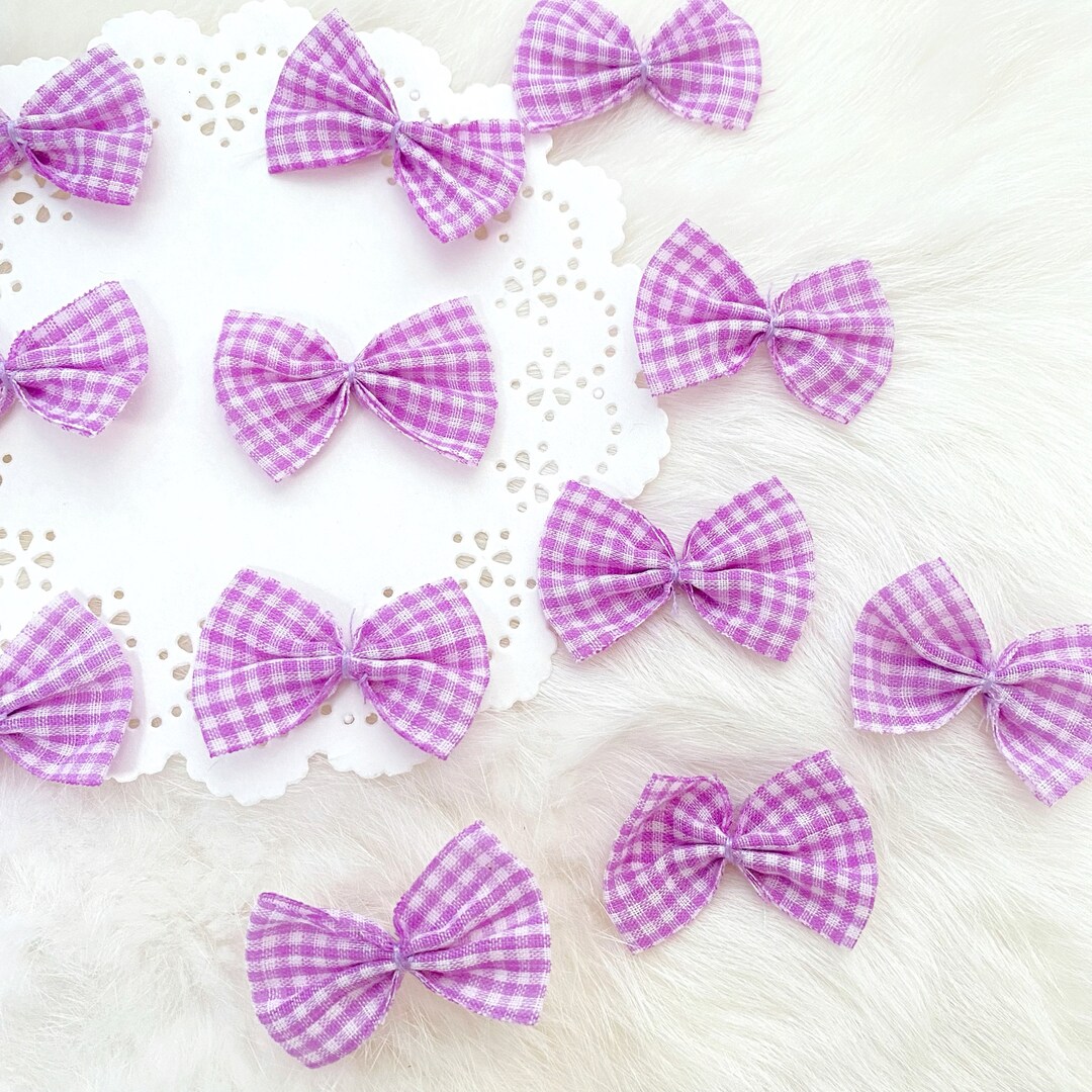 10 Lavender Gingham Bows, Purple Plaid Bows,lavender Ribbon Bows ...