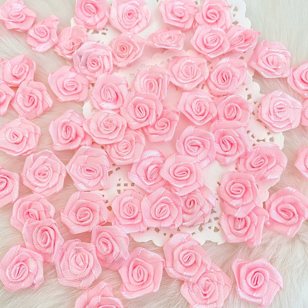 Light Pink Satin Roses 3/4 Inch, Baby Pink Fabric Roses, Small Craft ...
