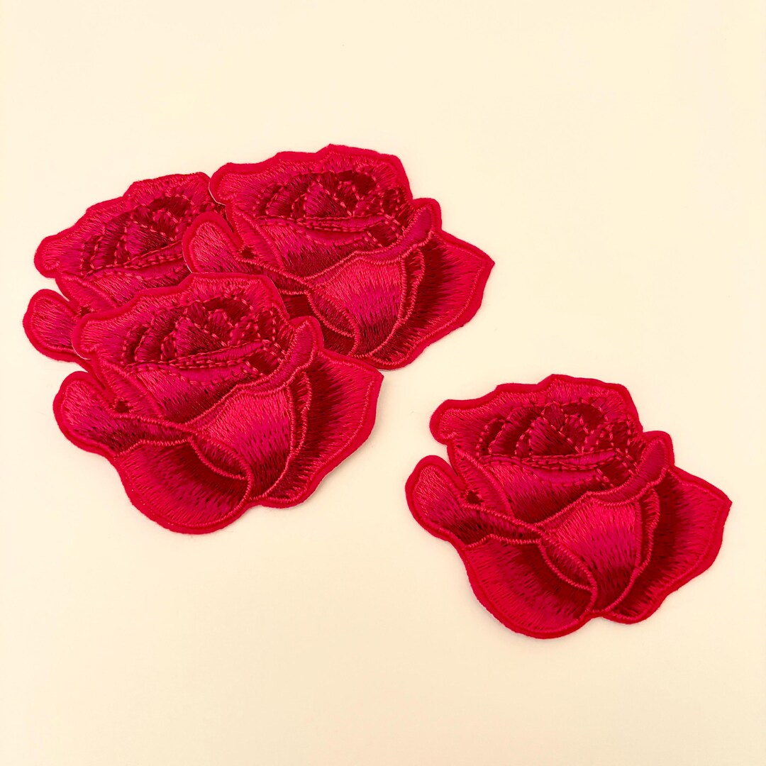 Red Rose Iron on Patch, Flower Embroidered Patches Garden Floral Spring ...