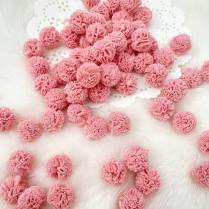 Misty Roses Tiny Pom Poms 15mm Tulle Lace Balls, Pink Mini Pom Pom ...