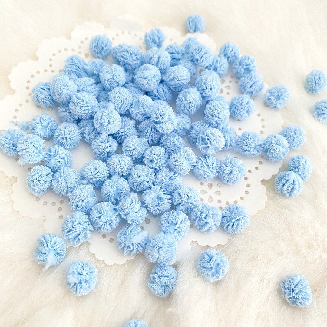 Super Tiny Pastel Blue Mini Lace Pom Poms 7mm 15mm Tulle Pom Pom Balls ...