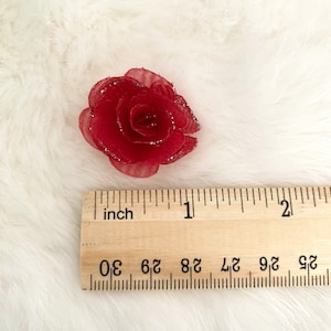 Small Dark Red Glitter Roses 30mm, Fabric Red Rose, Wedding Decor ...