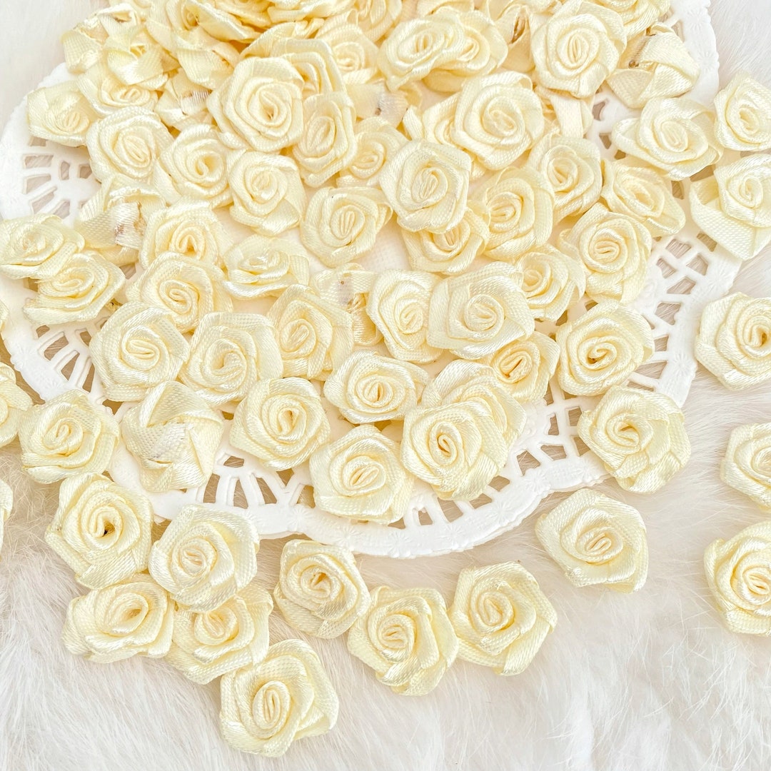 Cream Satin Roses 20mm (L), off White Roses, Cream Satin Roses,mini ...