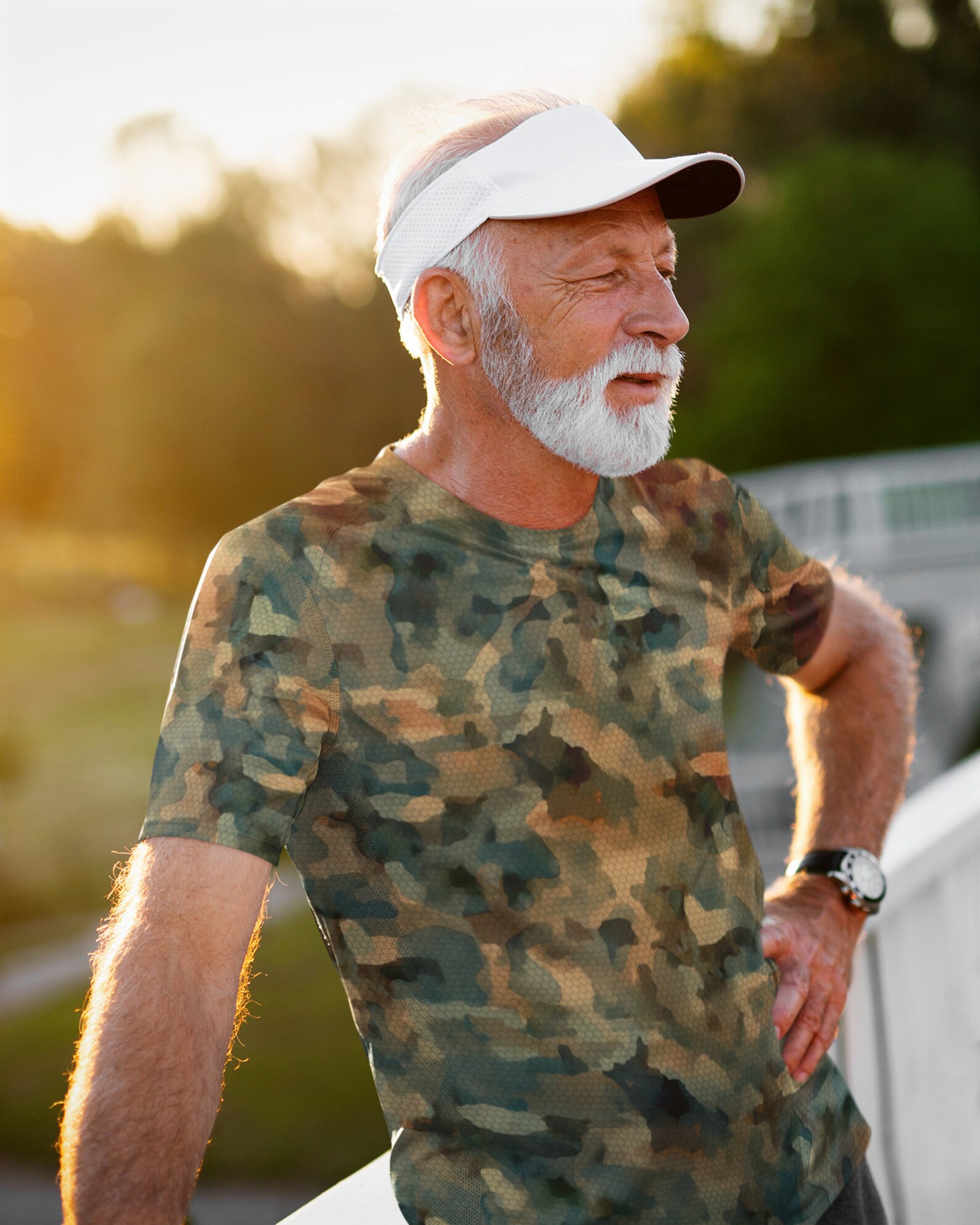 Men's T-shirt. Stretchy Camo Comfort, Adventure Style, Faded Green ...