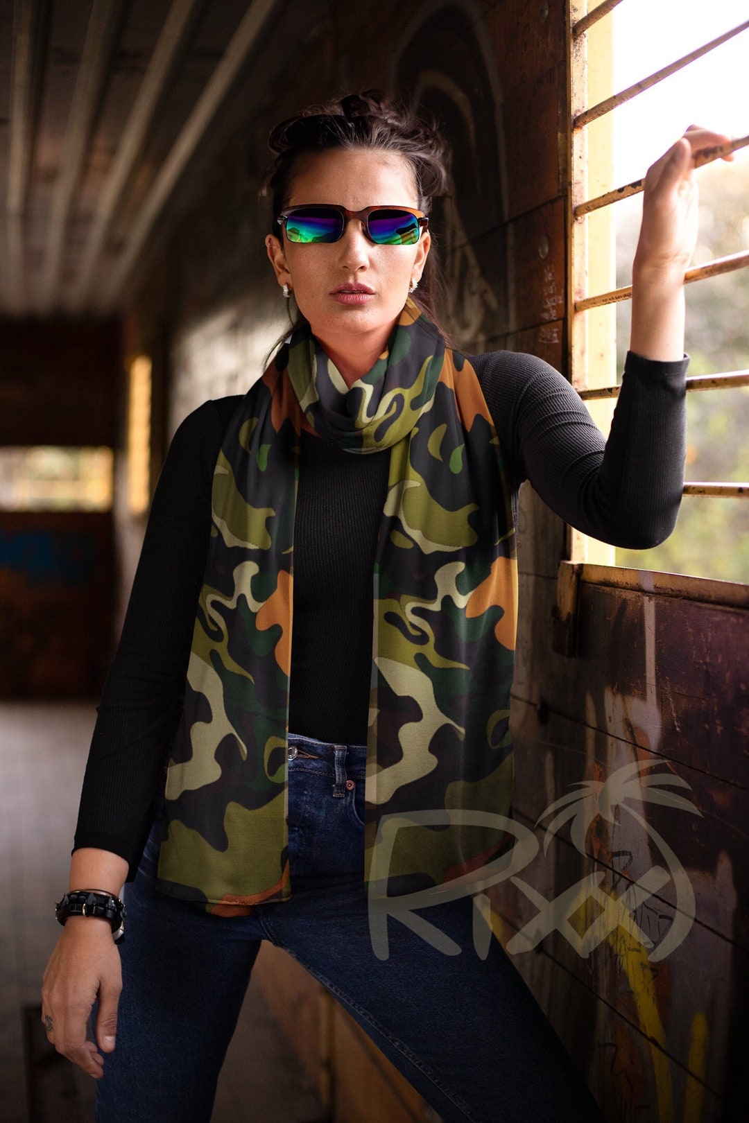 Scarf, 100% Silks, 16x72" & 10x45" the "olivia" Camo Design Long Scarf ...
