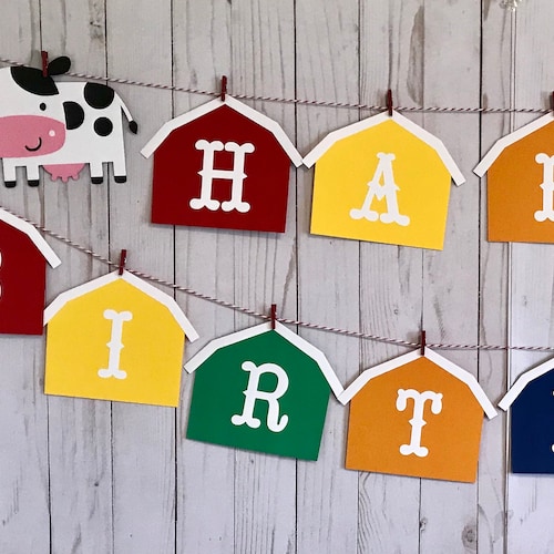 Farm Animal Party Banner SVG Bundle - Etsy