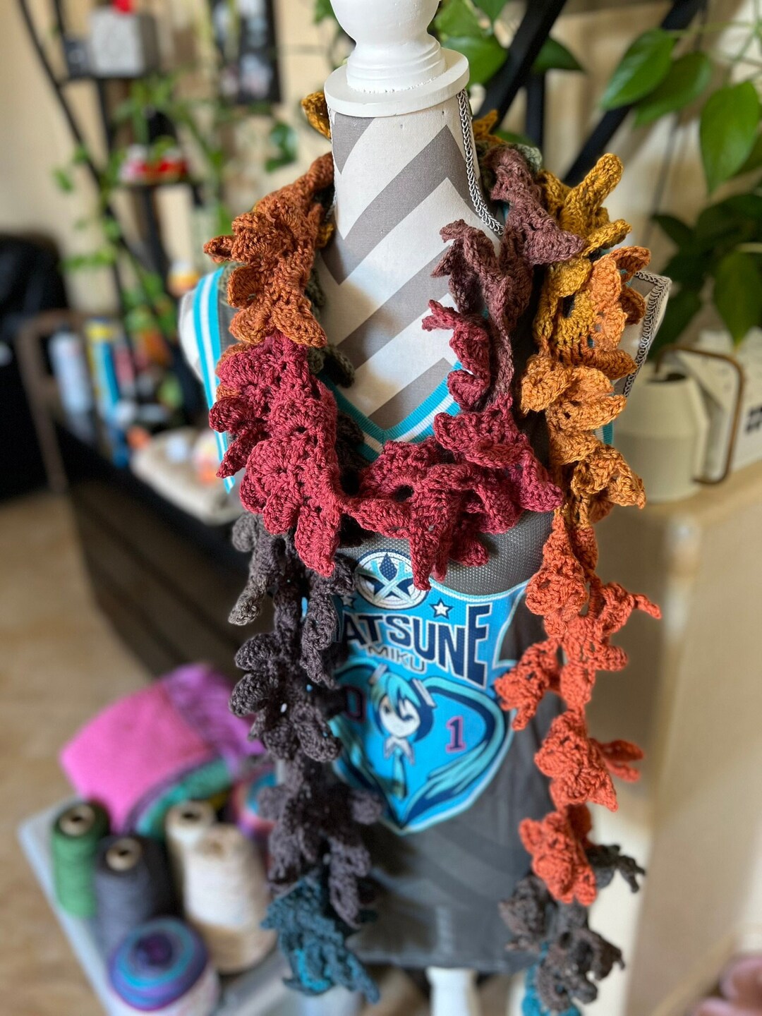 Extra Long Floral Fan Lace Garland Crocheted Scarf | Stocking Stuffer ...