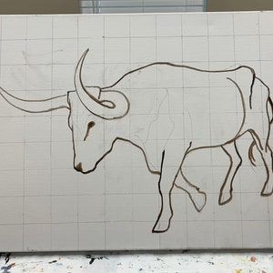 Original Longhorn Painting, Cow Original Art, Contemporary Western Art ...