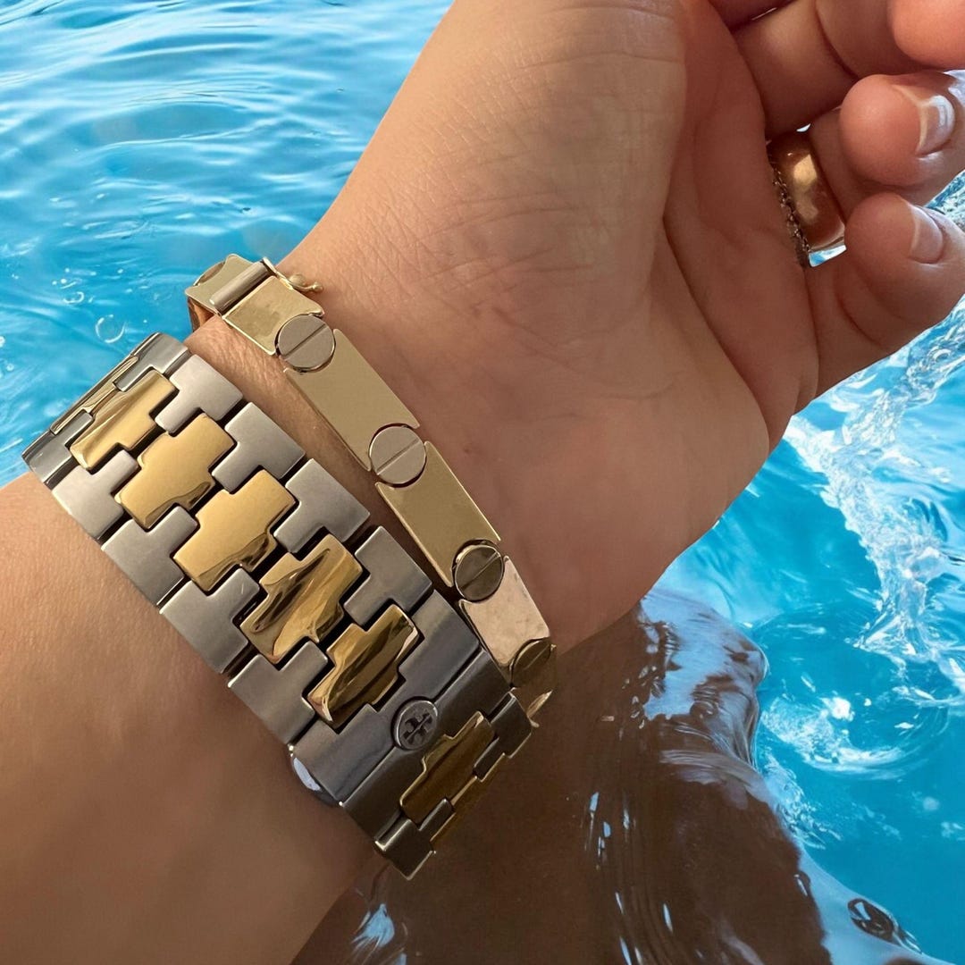 14k Yellow Gold Italian Screw Bracelet Vintage-solid Real Genuine Gold ...
