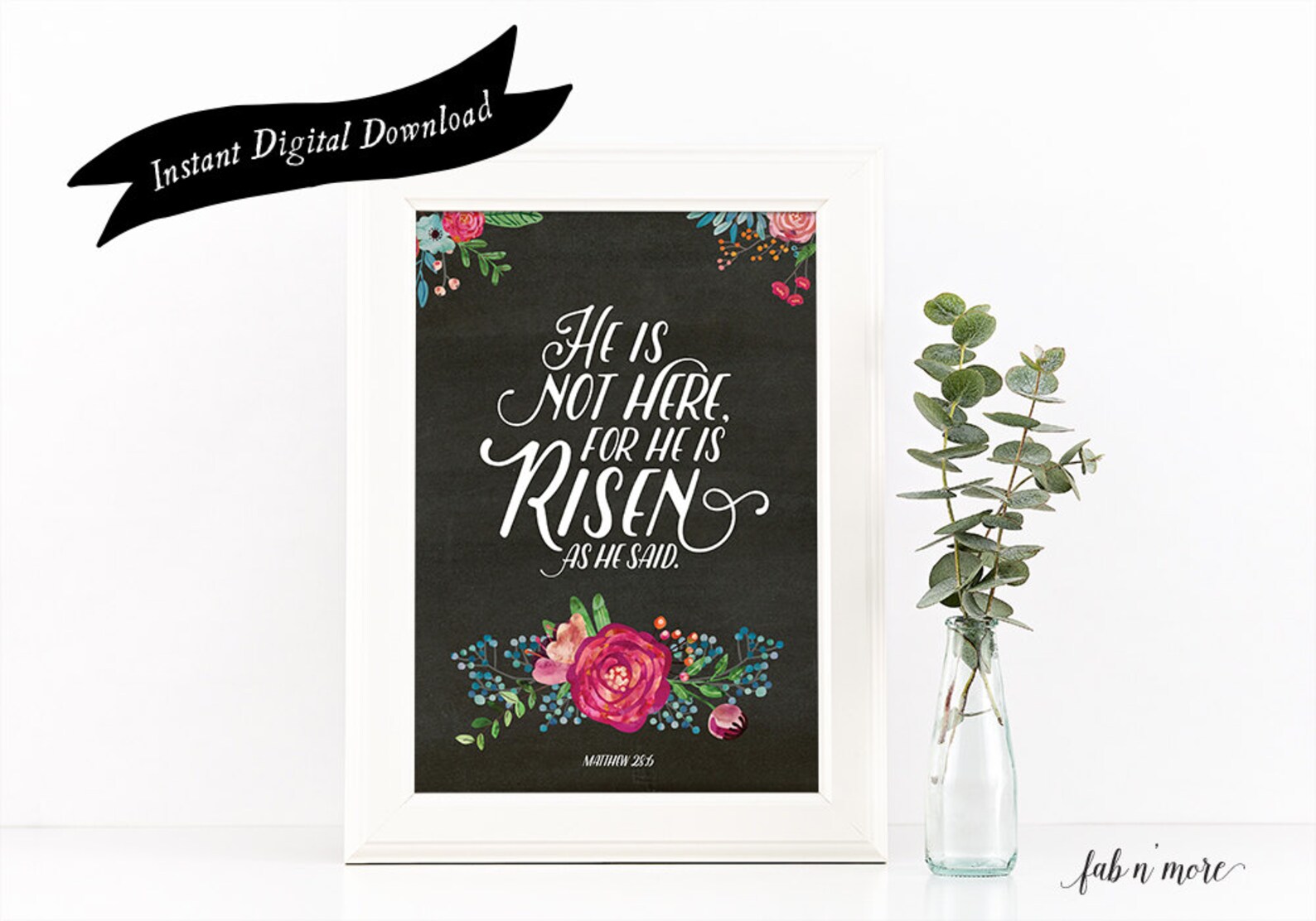 He is Risen, Easter Printable Wall Art Quote // INSTANT DIGITAL ...