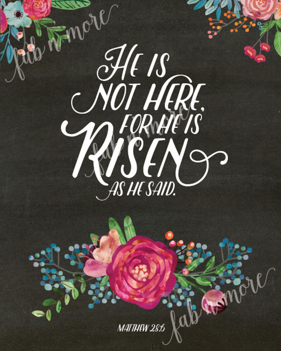 He is Risen, Easter Printable Wall Art Quote // INSTANT DIGITAL ...