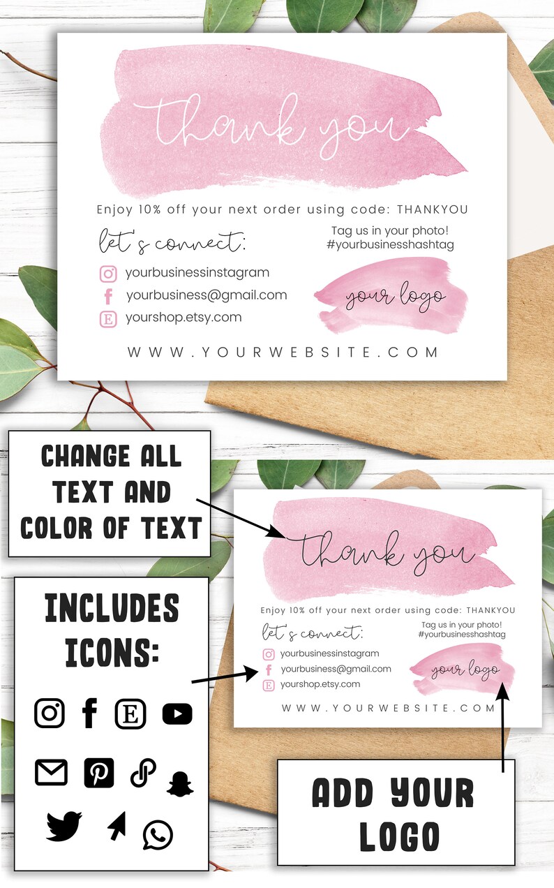Thank You for Your Order Card Template Business Thank You - Etsy
