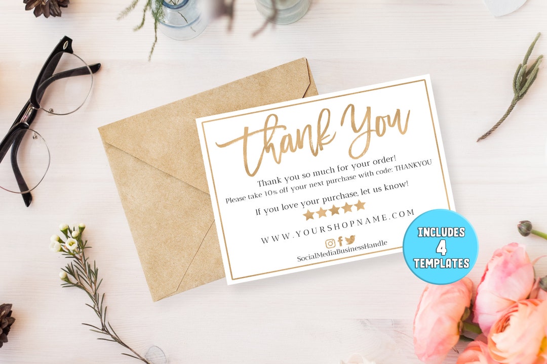 DIY Edit & Printable Thank You for Shopping Note for Small Business ...