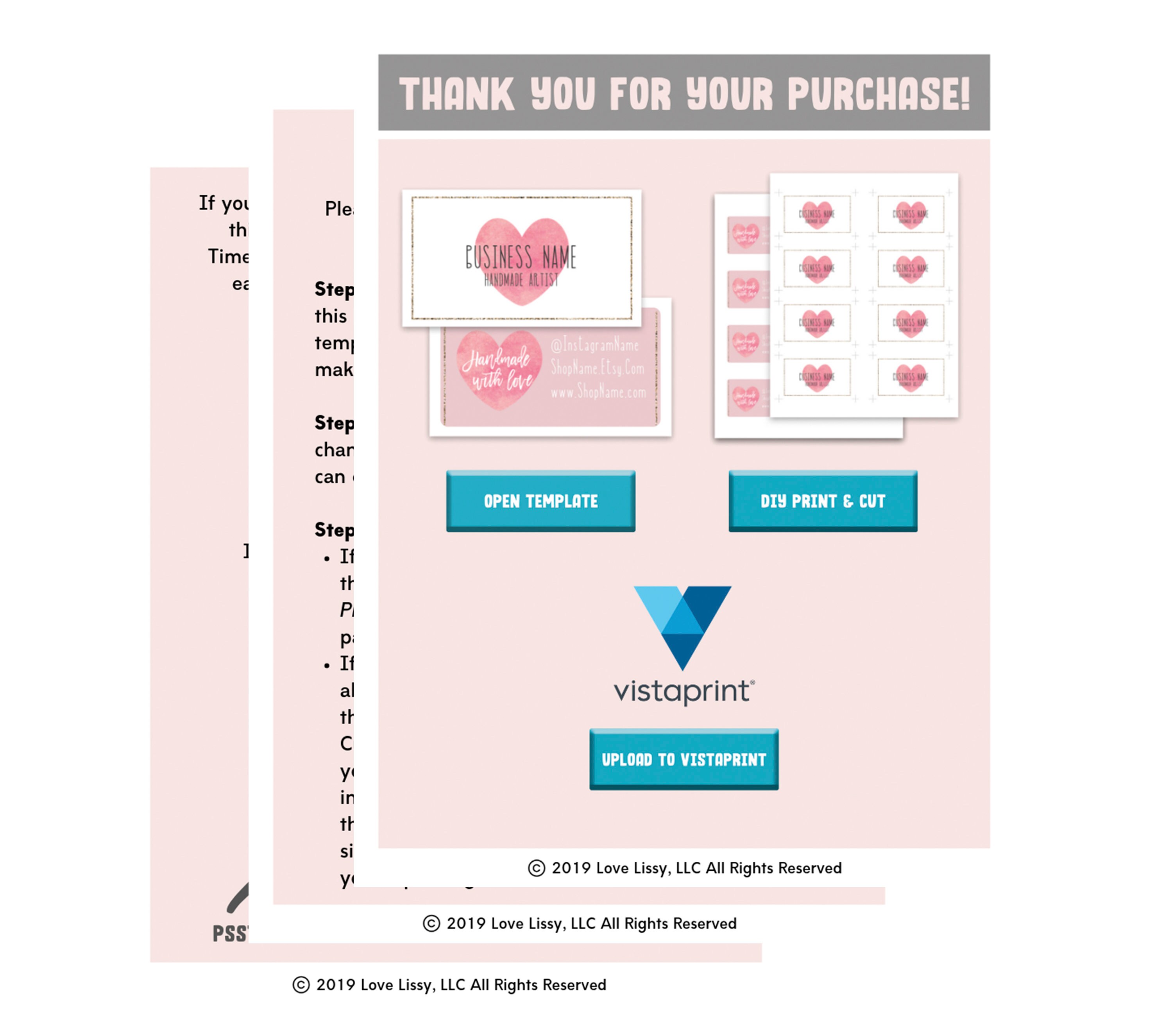 Pink Business Card Template DIY Printable Etsy Business Card | Etsy