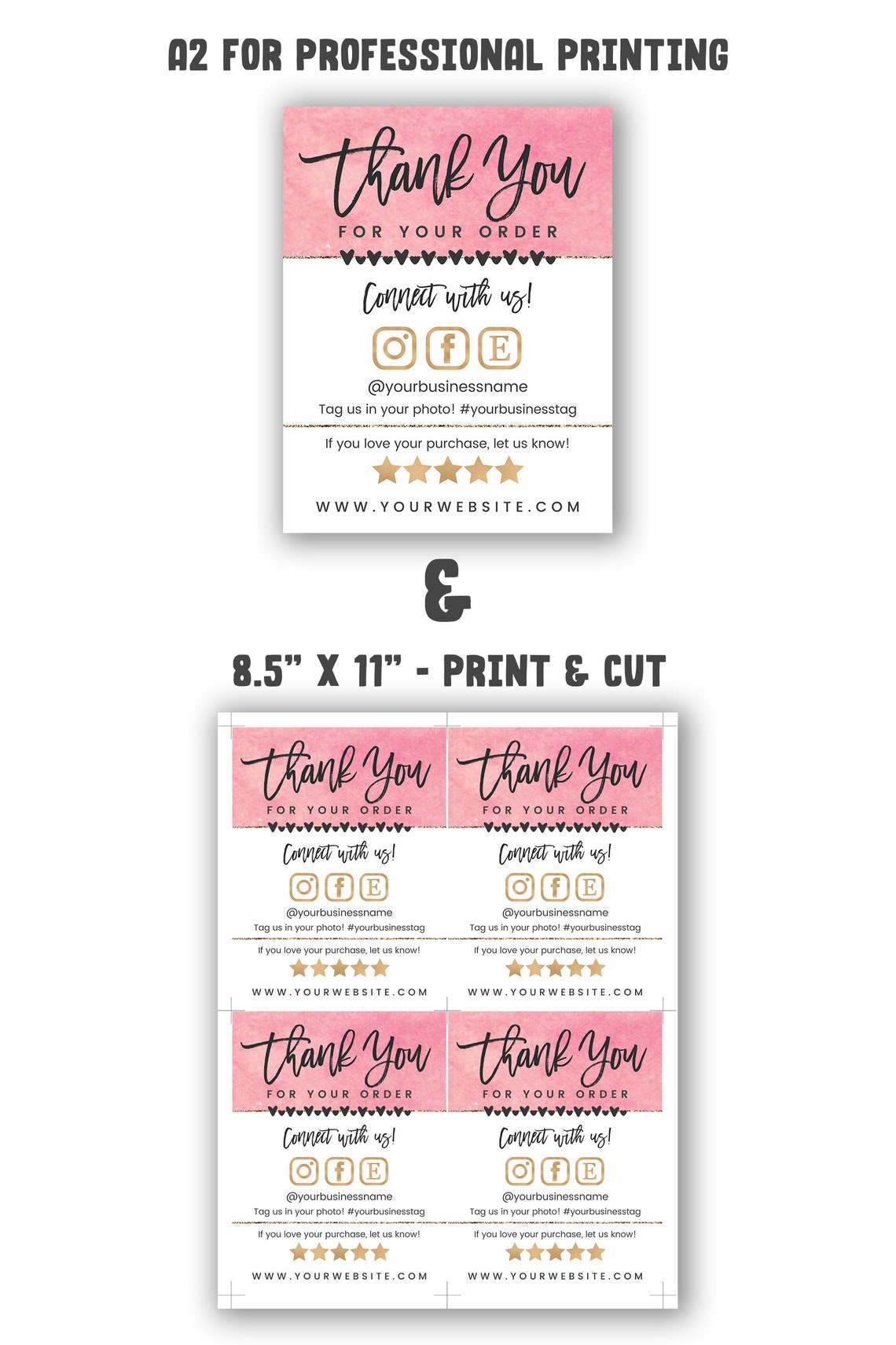 Vertical Thank You Card Template for Small Businesses - Etsy