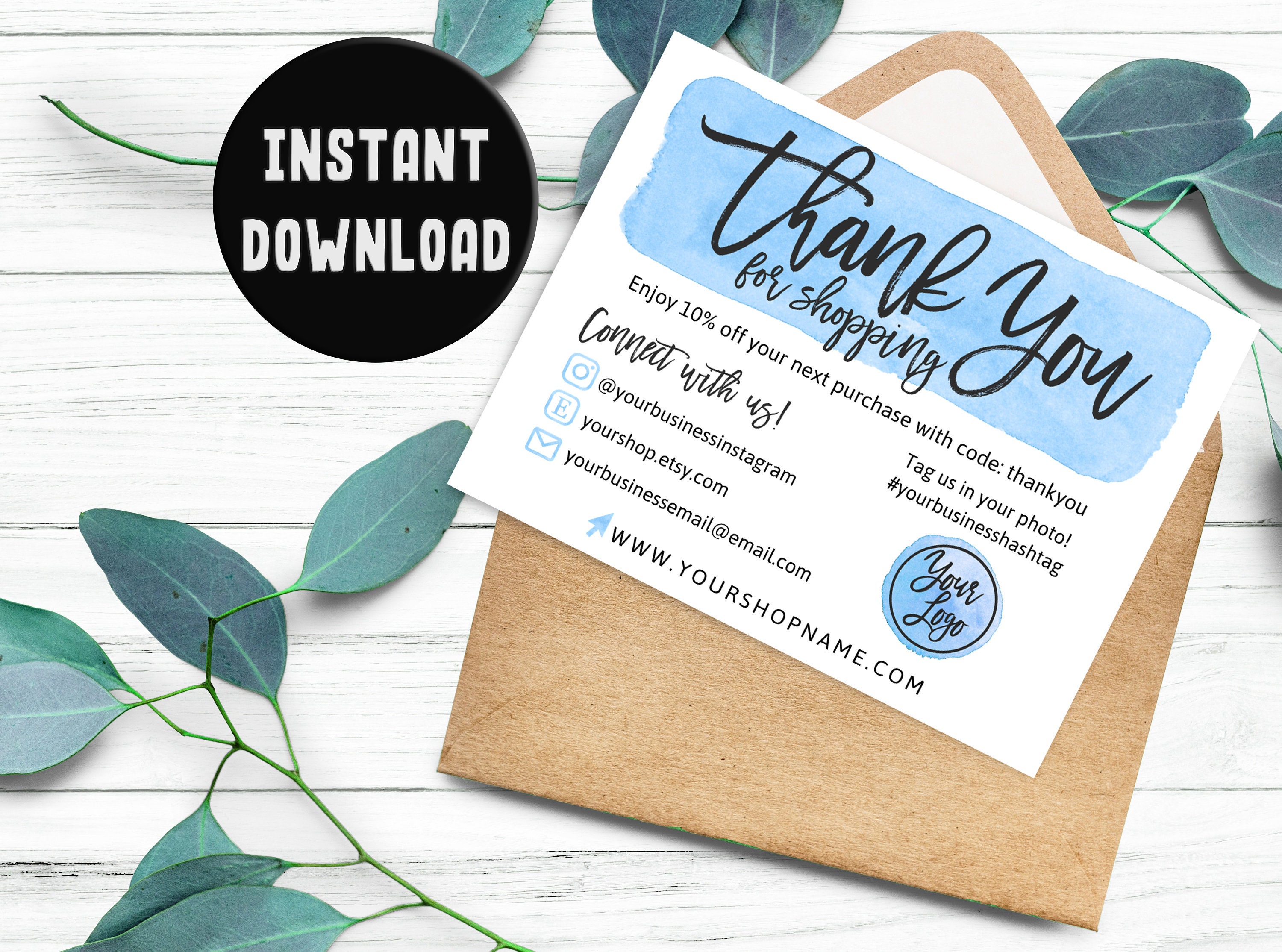 Etsy Product Packaging Supplies Care Card Insert Template DIY Printable ...