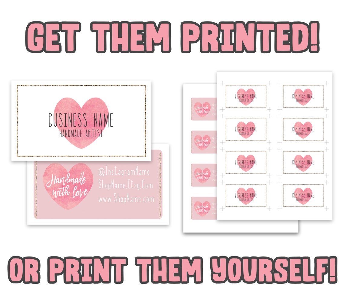 Pink Business Card Template DIY Printable Etsy Business Card | Etsy