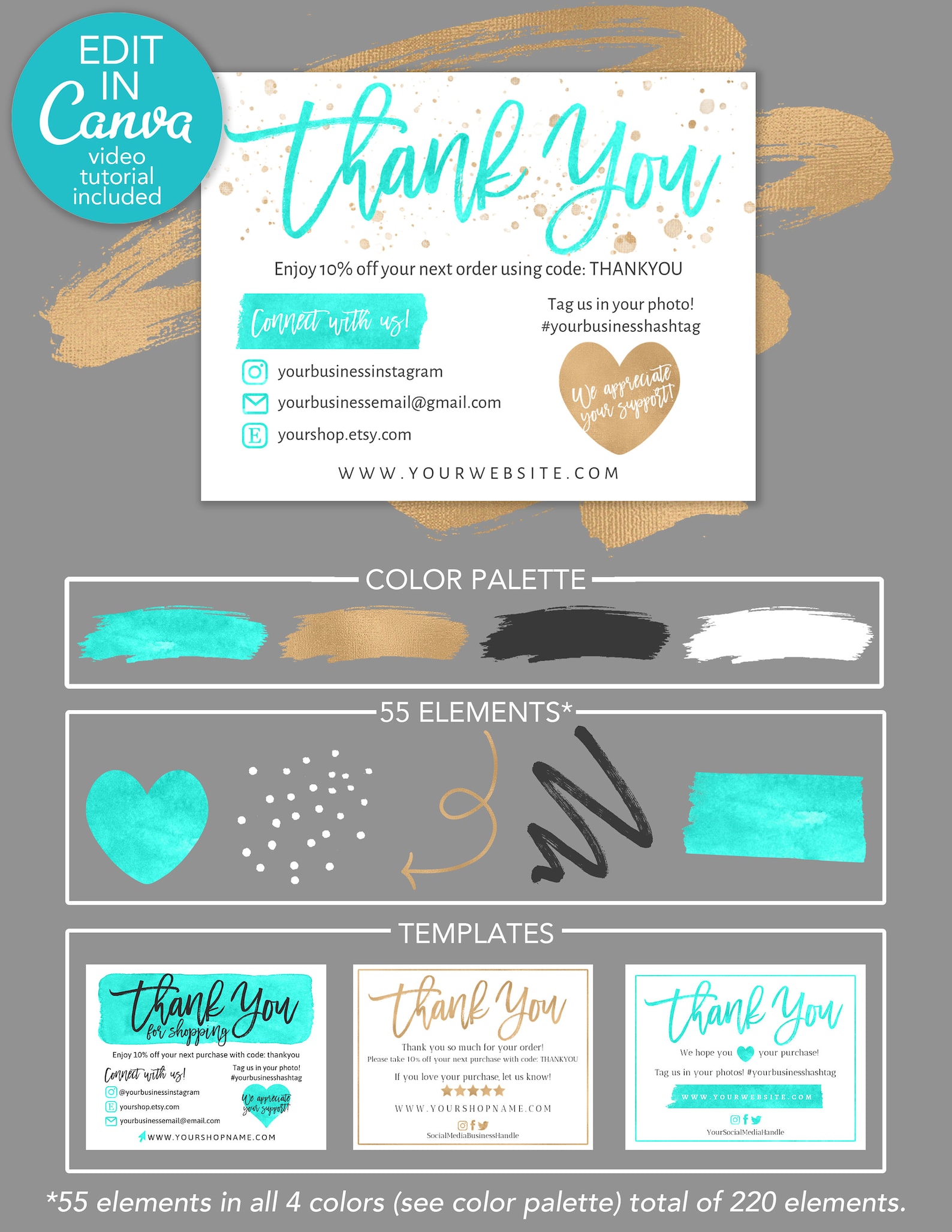 DIY Instant Download Printable Thank You Card for Small | Etsy