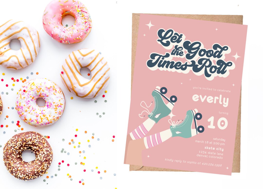 Let the Good Times Roll Birthday Invitation, Vintage Roller Skates ...