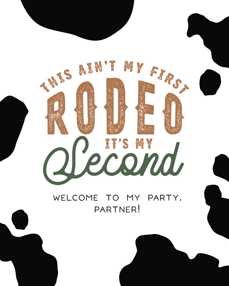 Rodeo Birthday Welcome Poster, Ain't My First Rodeo, Second Birthday ...