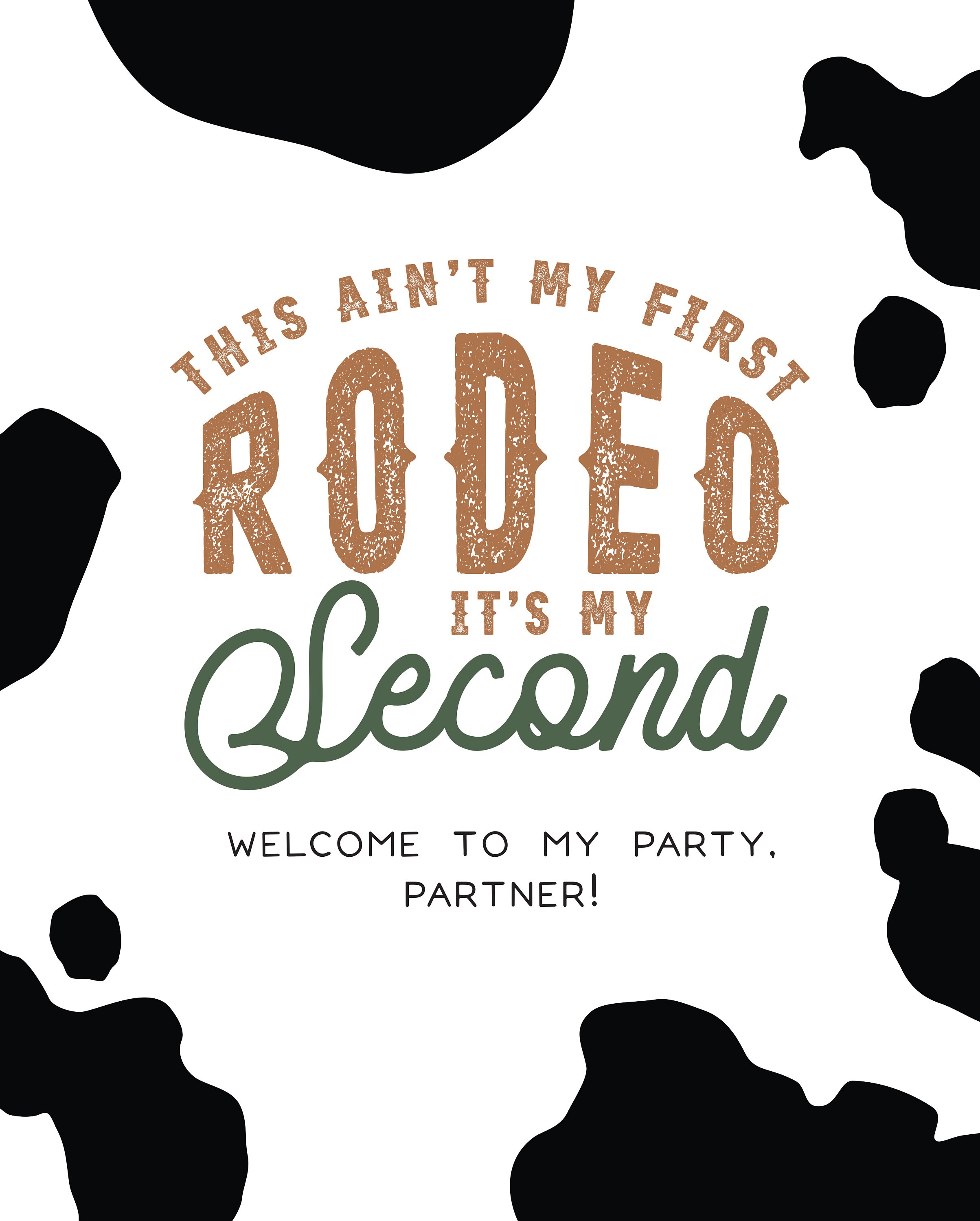 Rodeo Birthday Welcome Poster, Ain't My First Rodeo, Second Birthday ...