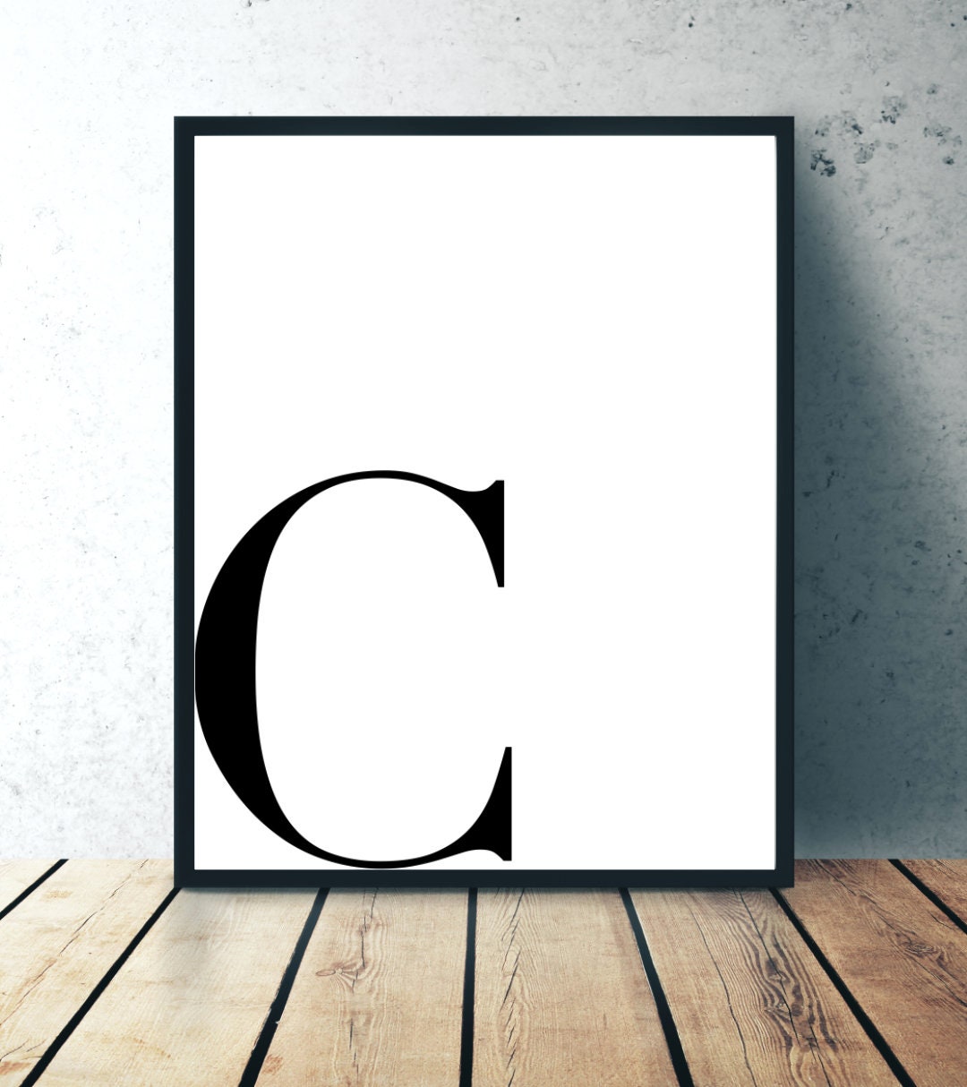 C - Custom Letter Wall Decor, Monogram Print, Minimalist Wall Art Print ...
