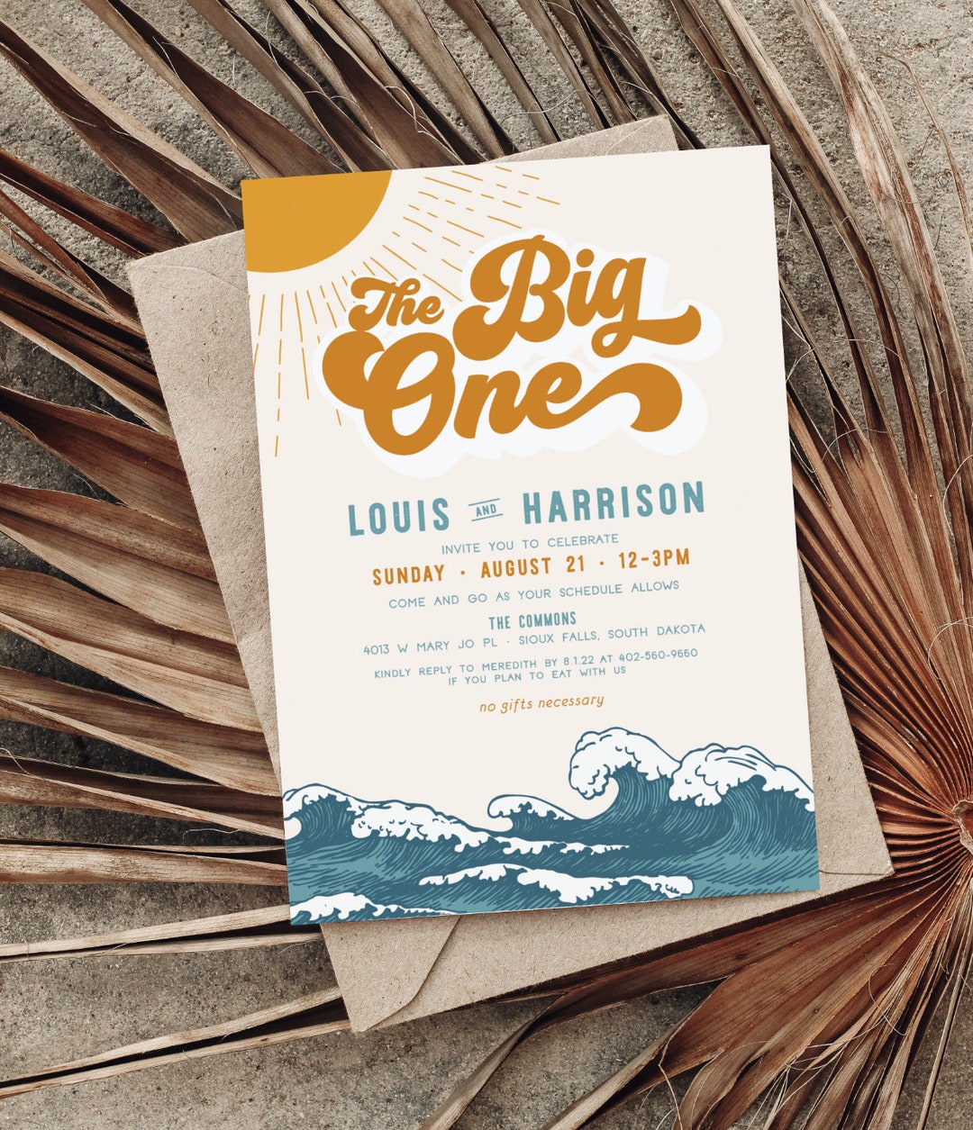 The Big One First Birthday Invitation, the Big Wave, Birthday Invite ...