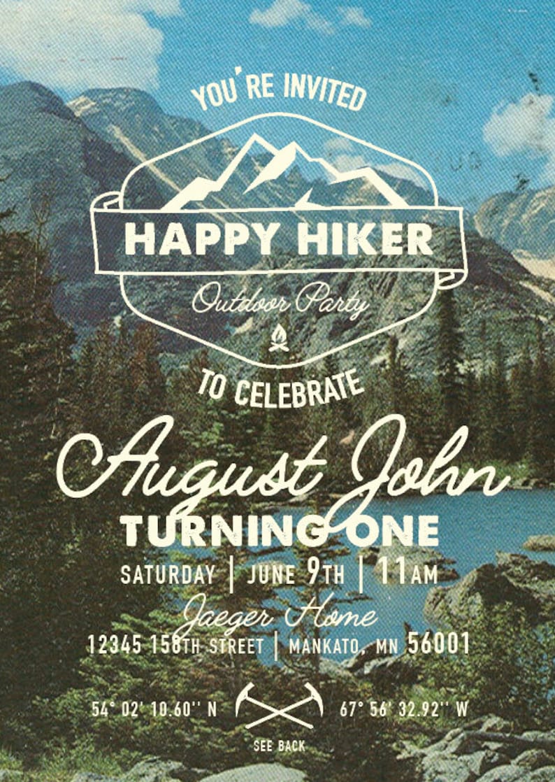 Happy Hiker, Adventure, Outdoor Birthday Party Gender Neutral, Any Age ...