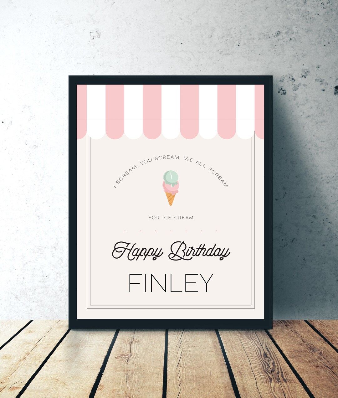Ice Cream Party Poster, Happy Birthday Poster, Welcome Sign, Editable ...