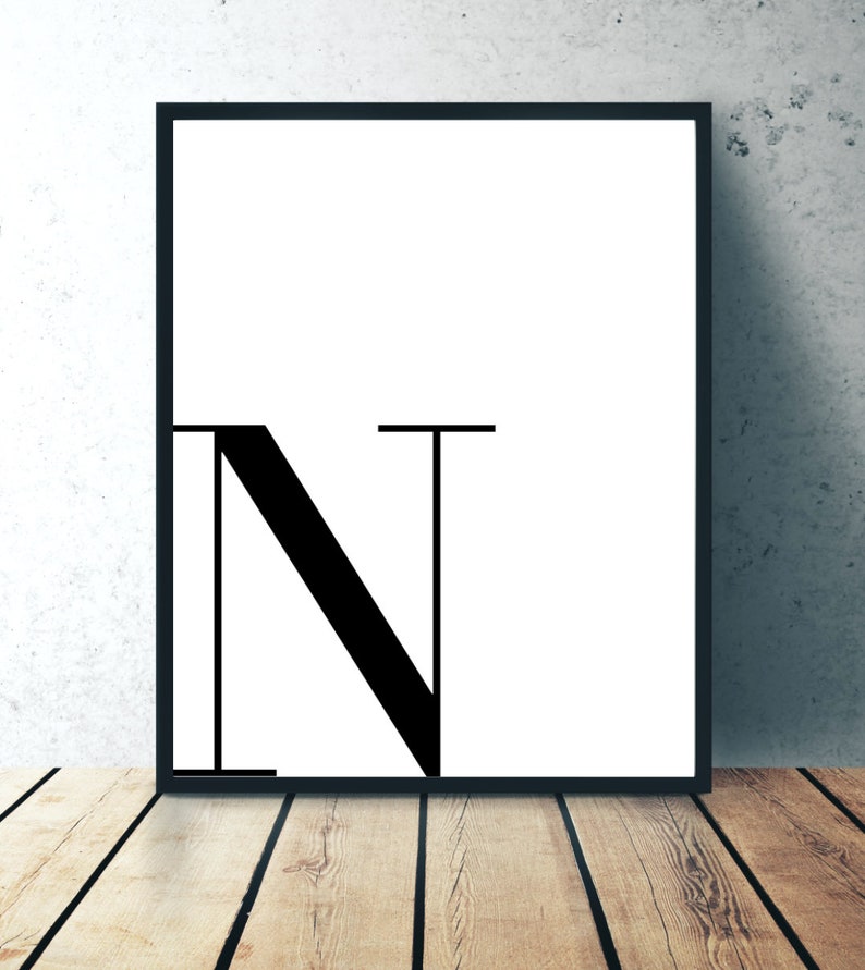 N Custom Letter Wall Decor Monogram Print Minimalist Wall - Etsy Ireland